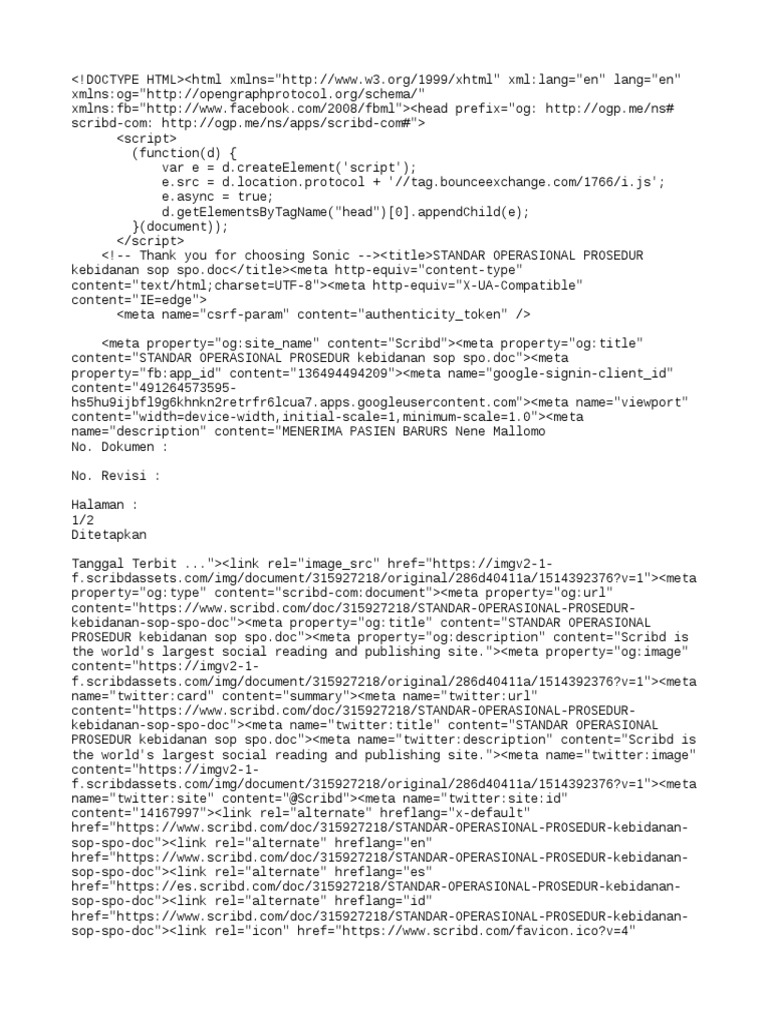 Standar Operasional Prosedur Kebidanan Sop Spo | PDF | Hypertext | Web Development