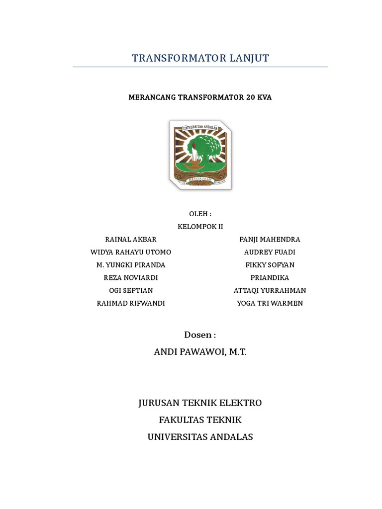 Tugas Besar Trafo Lanjut Desain Trafo | PDF Tugas Besar Trafo Lanjut Desain Trafo | PDF