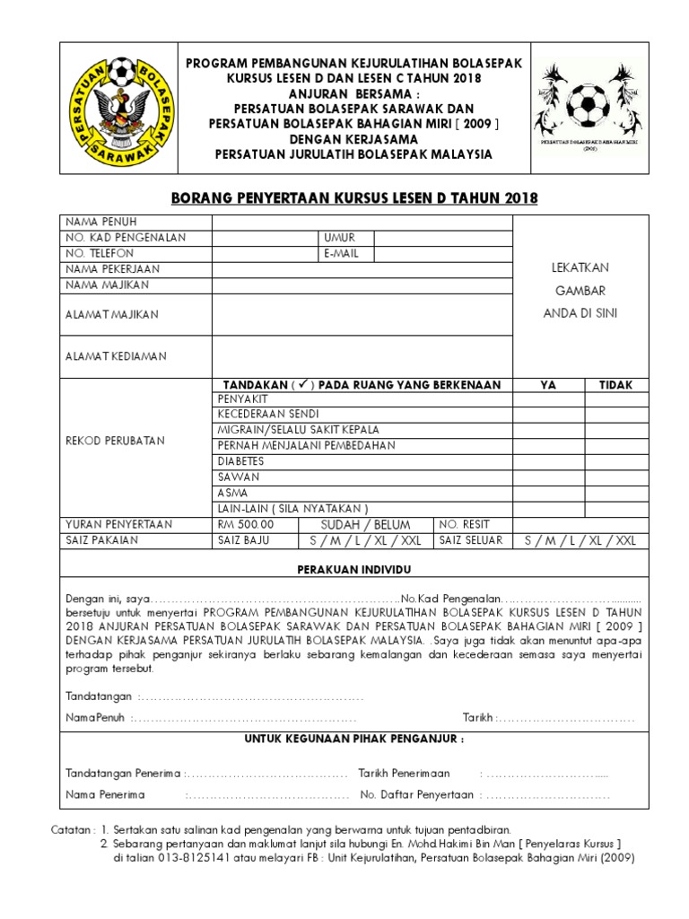 Borang Penyertaan Kursus Lesen D | PDF