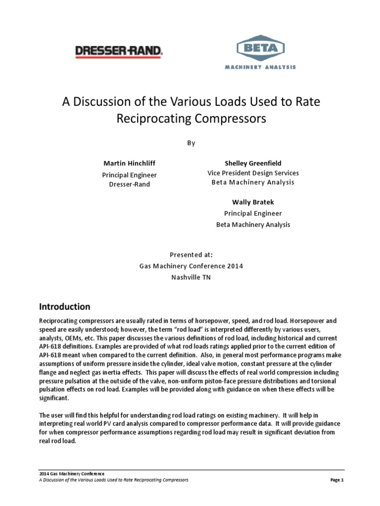 Rod Load Ratings for Reciprocating Compressors | PDF | Piston ...