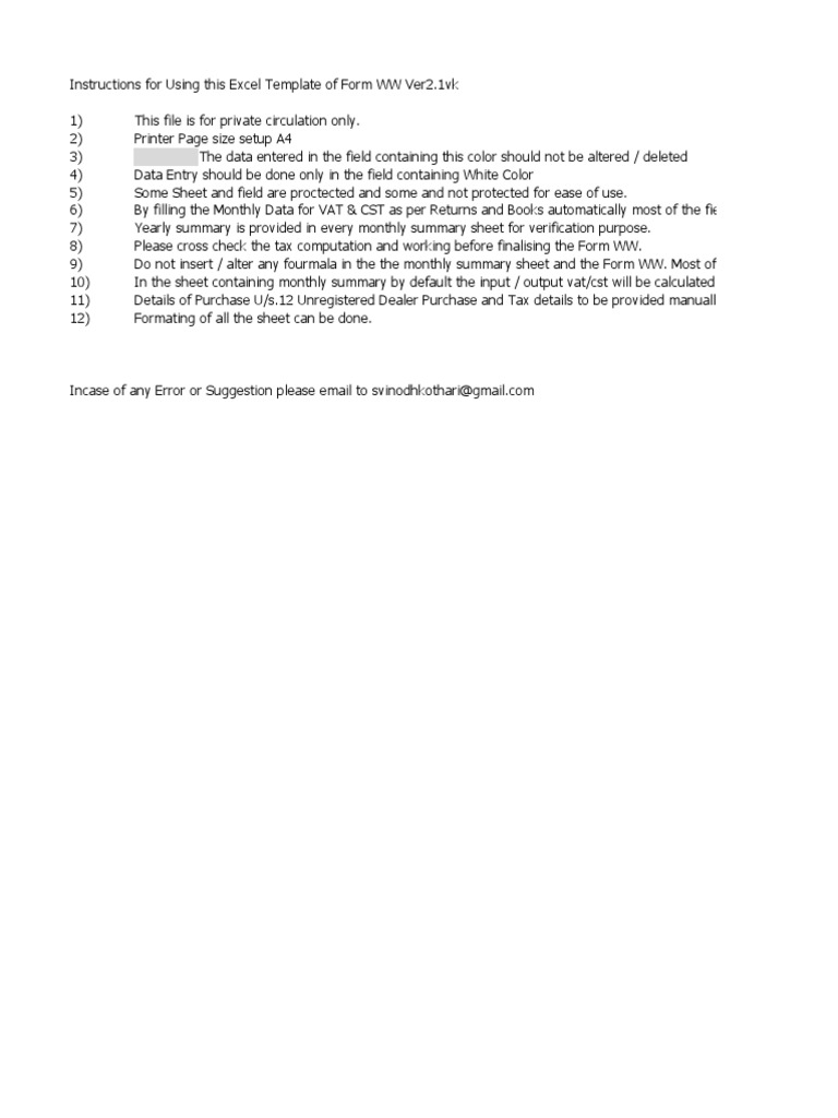 Form WW Instructions for VAT Reporting | PDF | Value Added Tax | Public ...