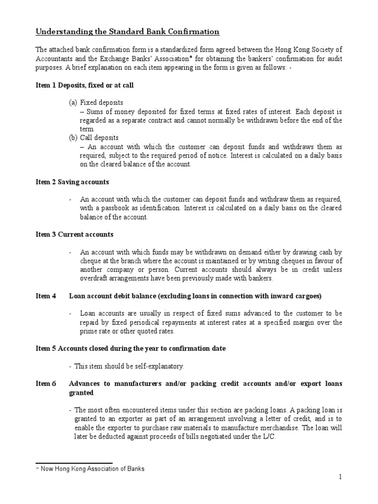 Understanding the Standard Bank Confirmation | Transaction Account | Banks
