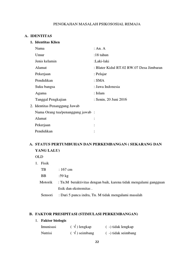 Askep Psikososial Remaja | PDF