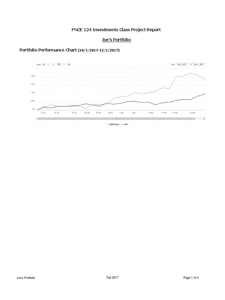 FNCE 124 Investments Class Project Report Joe's Portfolio Portfolio ...