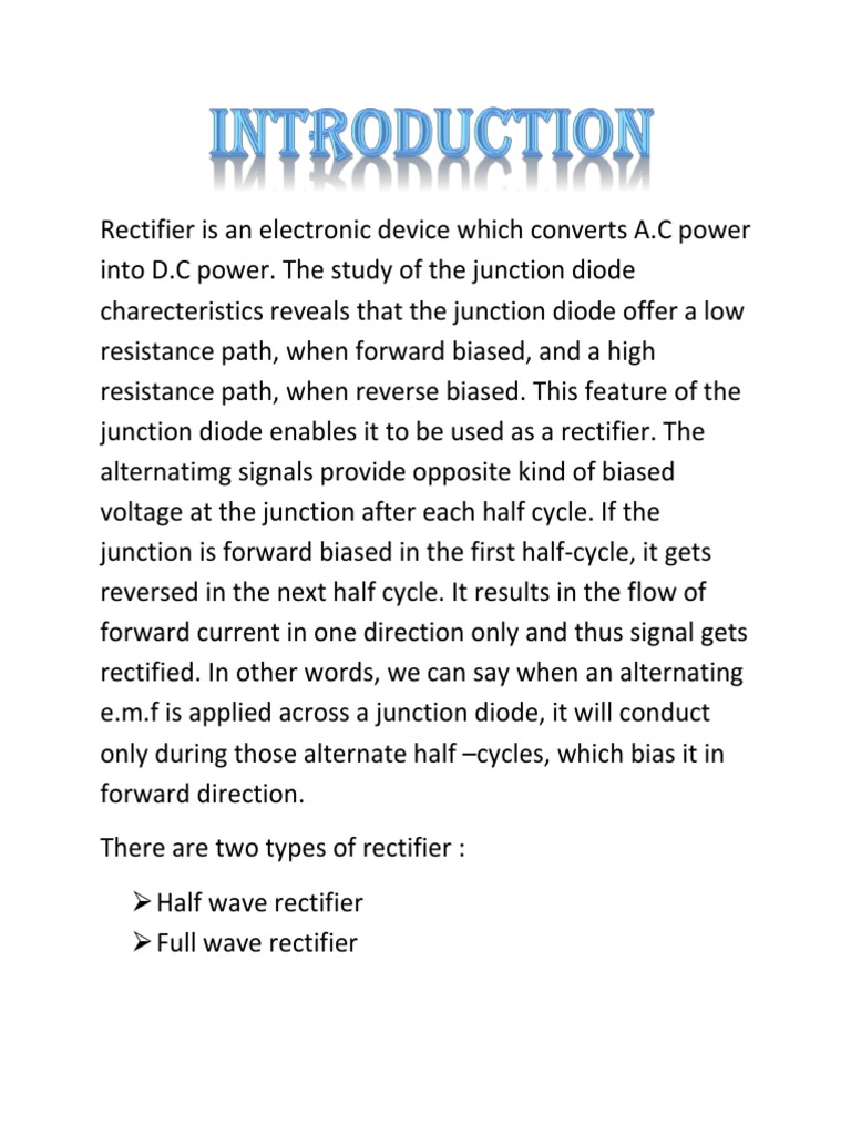 Physics Class 12 Full Wave Rectifier Project File Download Free Pdf