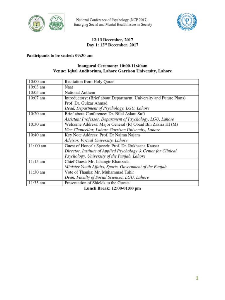 Final Conference Program LGU 2017 | PDF | Cognitive Behavioral Therapy ...