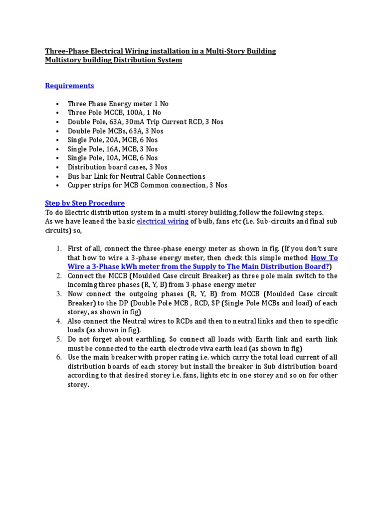 Three-Phase Electrical Wiring Installation in A Multi-Story Building ...