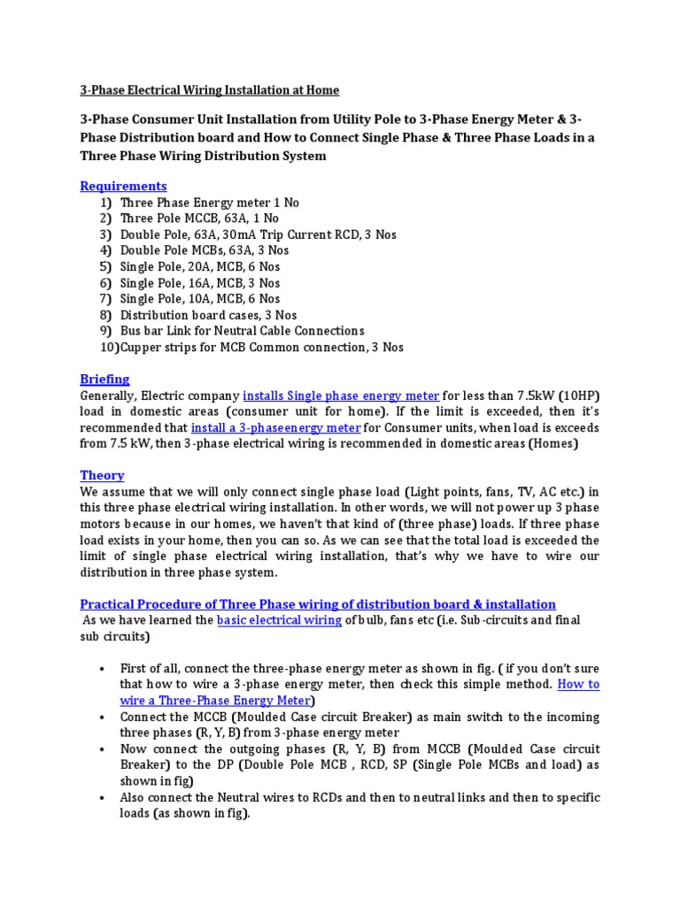 3 Phase Electrical Wiring Installation | PDF | Mains Electricity ...