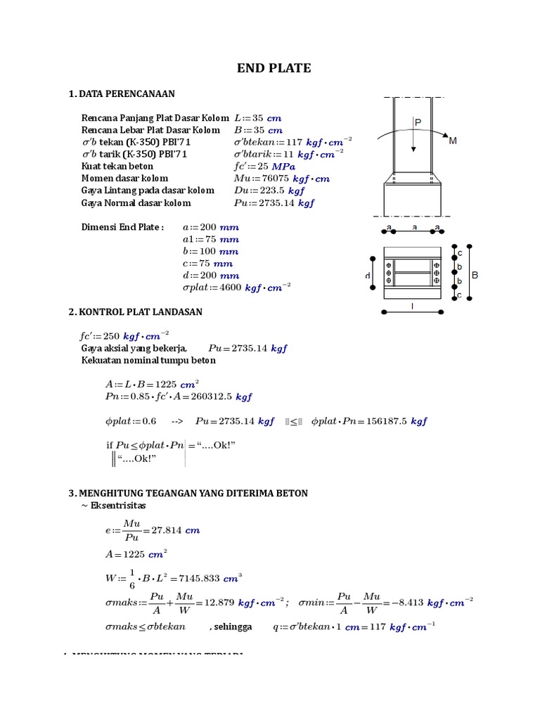 Perhitungan End Plate Baja dan Sambungan | PDF
