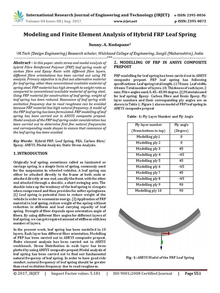 Modeling and Fem Analysis of Hybrid FRP Kevlar Epoxy PDF | PDF | Fibre ...