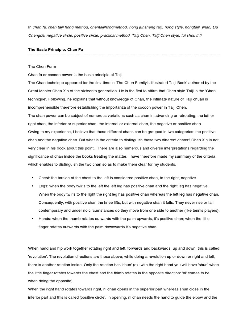The Basic Principle: Chan Fa | PDF | Tai Chi | Hand