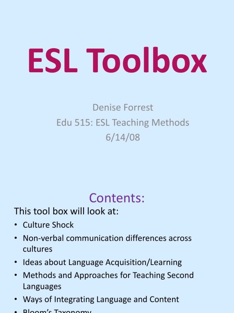 ESL Toolbox: Teaching Methods and Strategies | PDF | Second Language ...