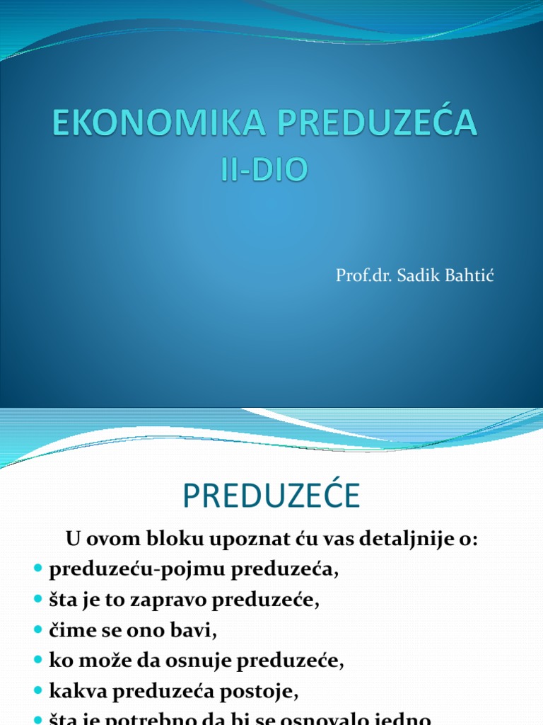 Ekonomika Preduzeca | PDF