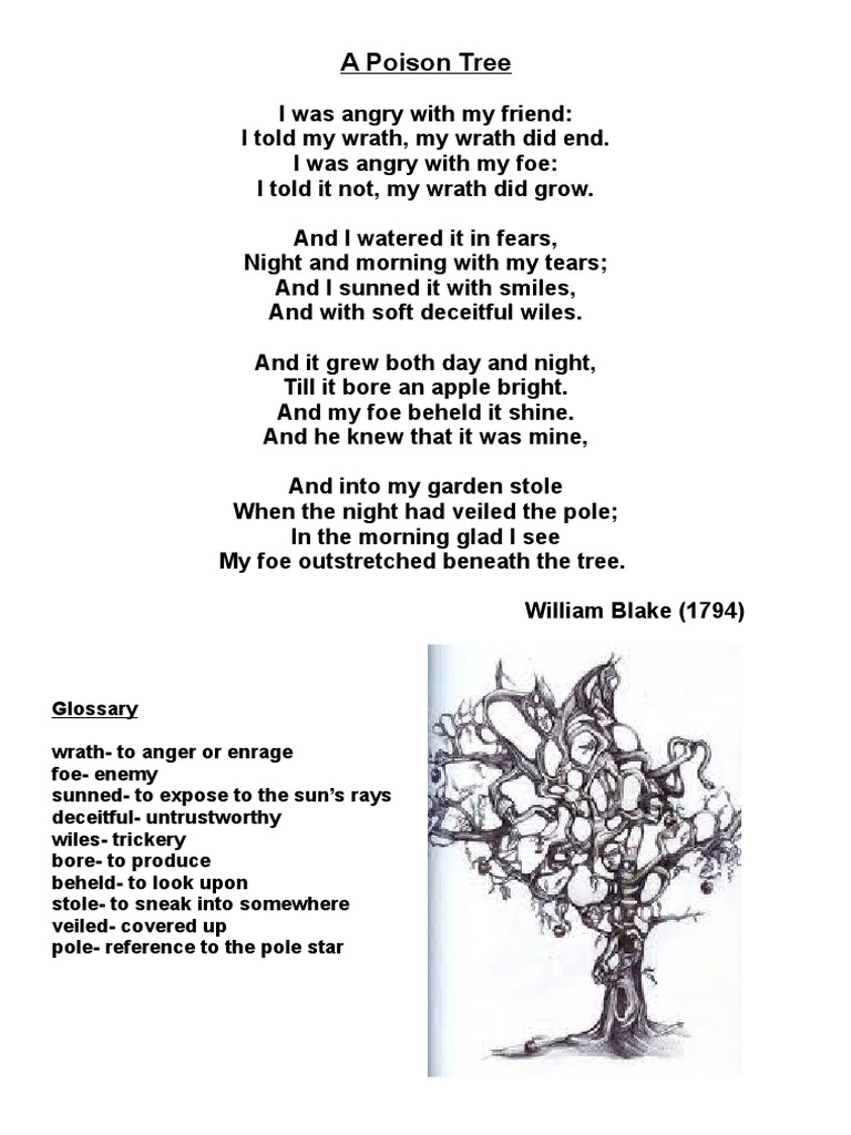 A Poison Tree Poem | PDF | English Poetry | British Poetry