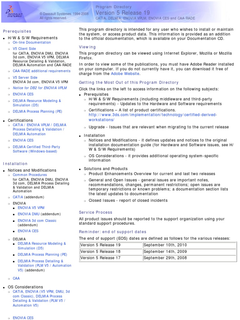 Catia Delmia Enovia VPLM 519 | PDF | Internet Explorer | Microsoft Windows
