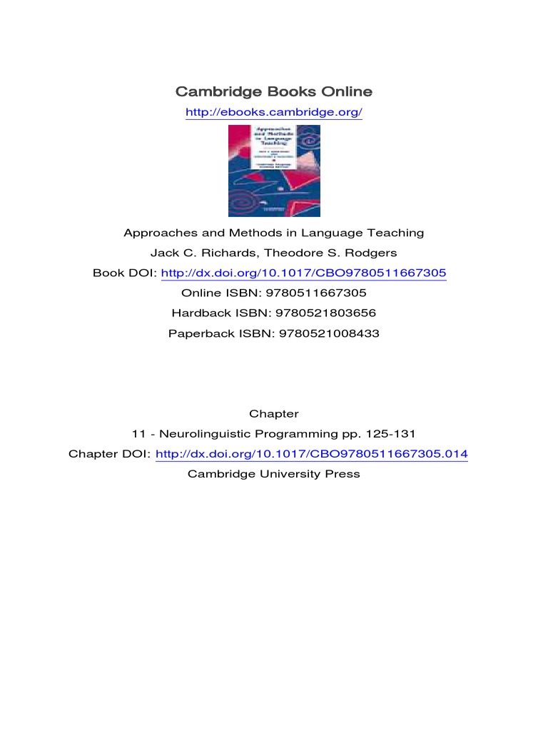 Neurolinguistic Programming Pdf Neuro Linguistic Programming Emergence