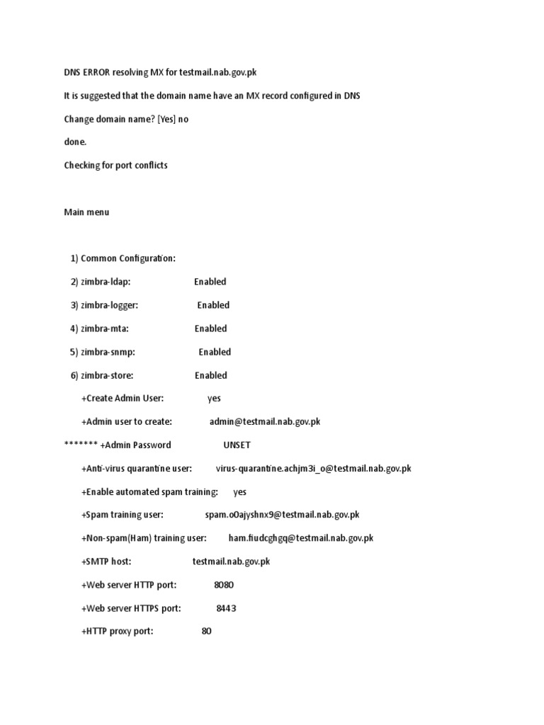 Zimbra Details | PDF | Proxy Server | Port (Computer Networking)