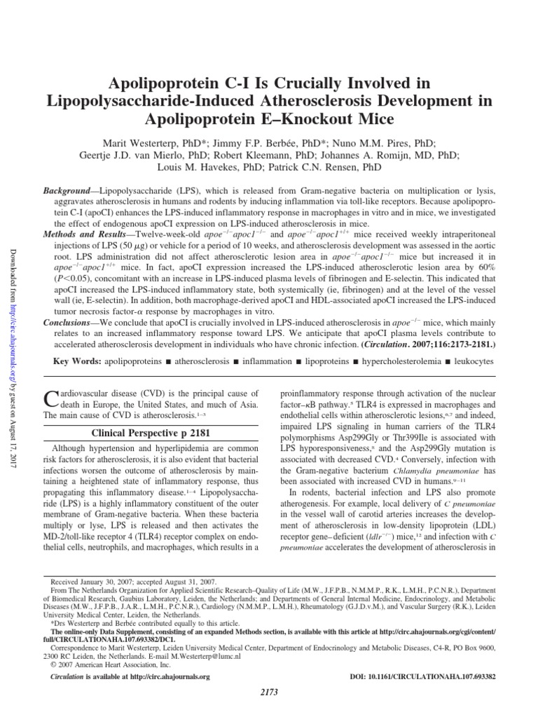 Apolipoprotein C-I Is Crucially Involved in Lipopolysaccharide-Induced ...