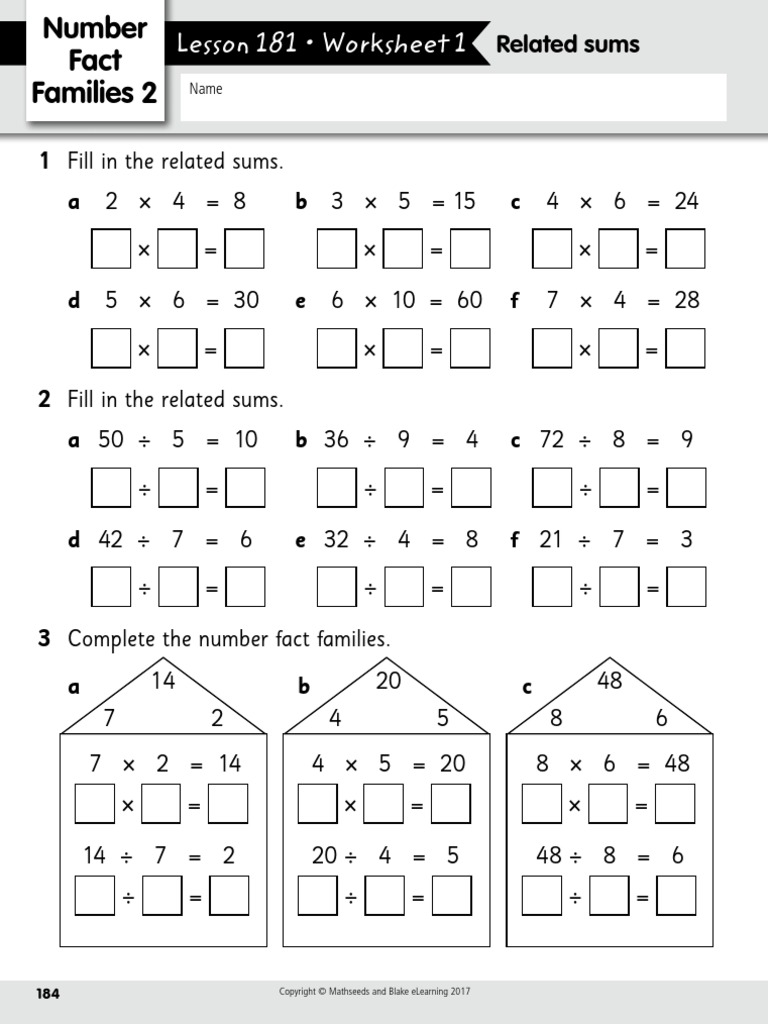 Lesson 181 - Worksheet 1: Related Sums | PDF
