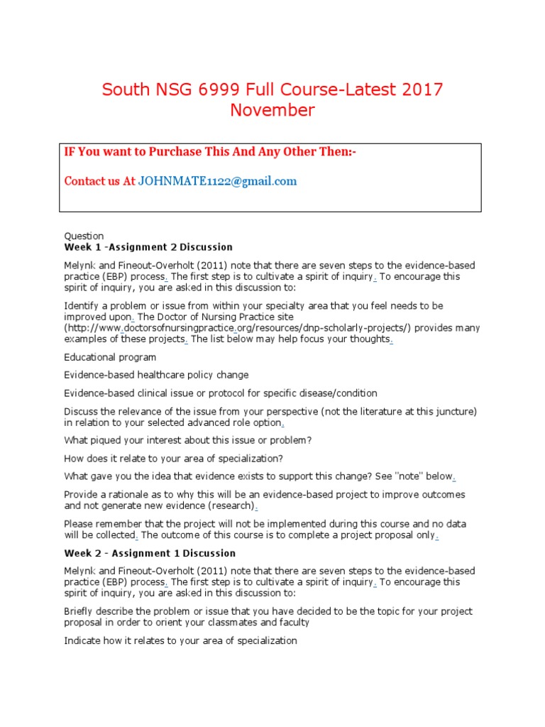 South NSG 6999 Full Course-Latest 2017 November | PDF | Evidence Based ... South NSG 6999 Full Course-Latest 2017 November | PDF | Evidence Based ...