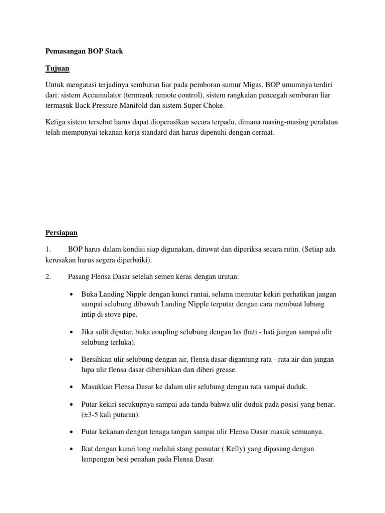 Instalasi BOP Stack | PDF