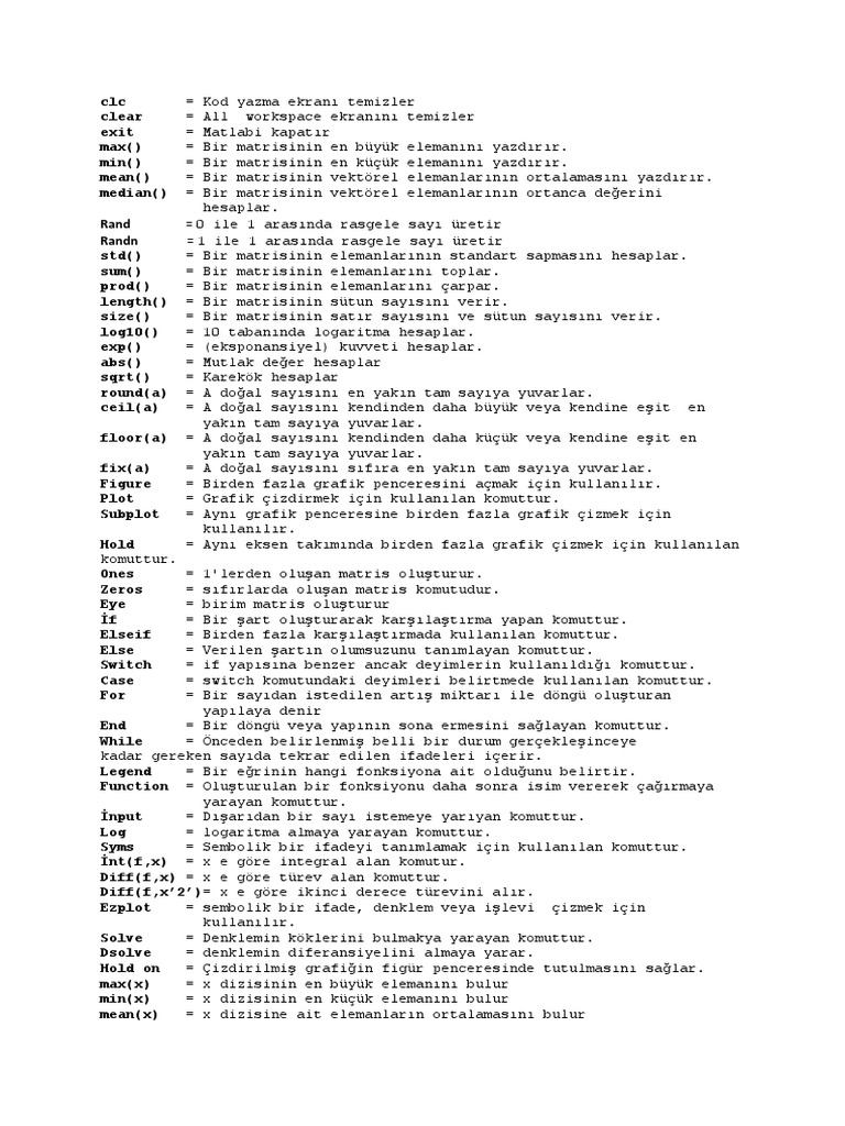 Matlap Kodlar | PDF