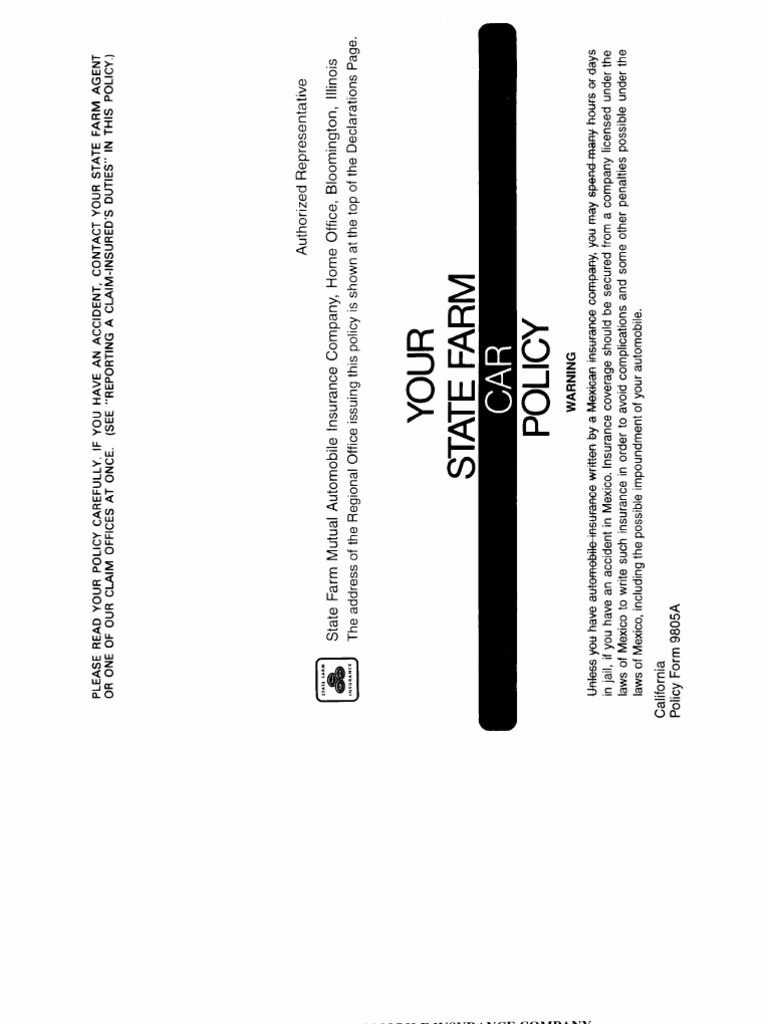 State Farm Auto Policy | PDF