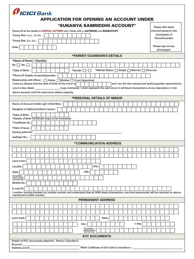 SSY Account Opening Form | PDF | Banks | Indemnity