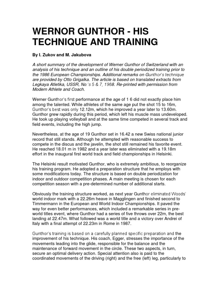 Werner Gunthor's Training Techniques | PDF | Strength Training | Track ...