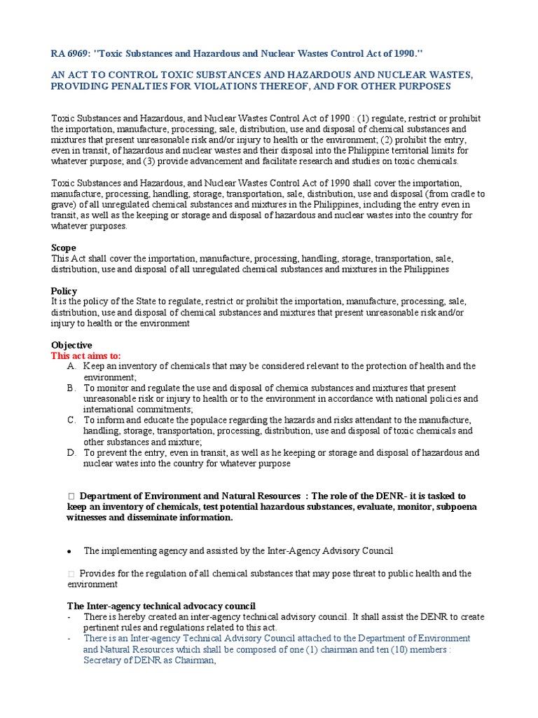 RA 6969 | Waste Management | Toxin