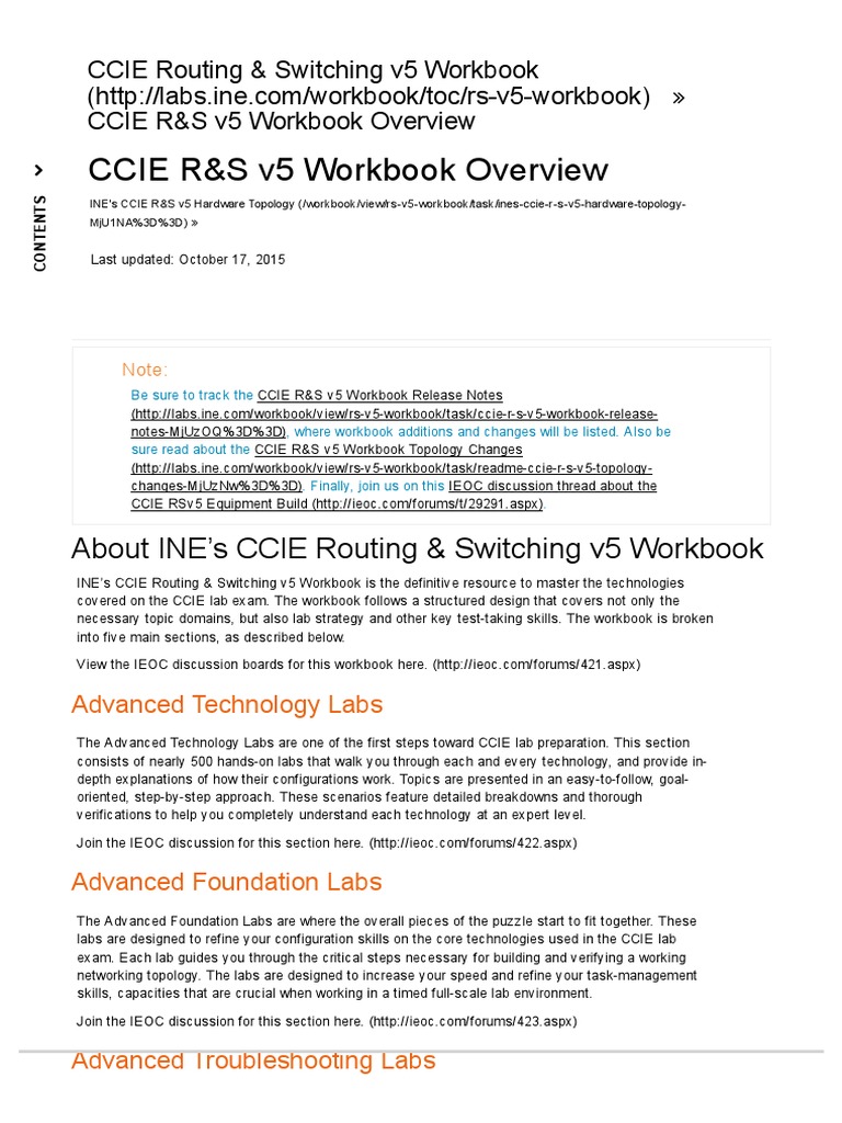 Ccie R S V5 Workbook Overview Pdf Troubleshooting Test Assessment