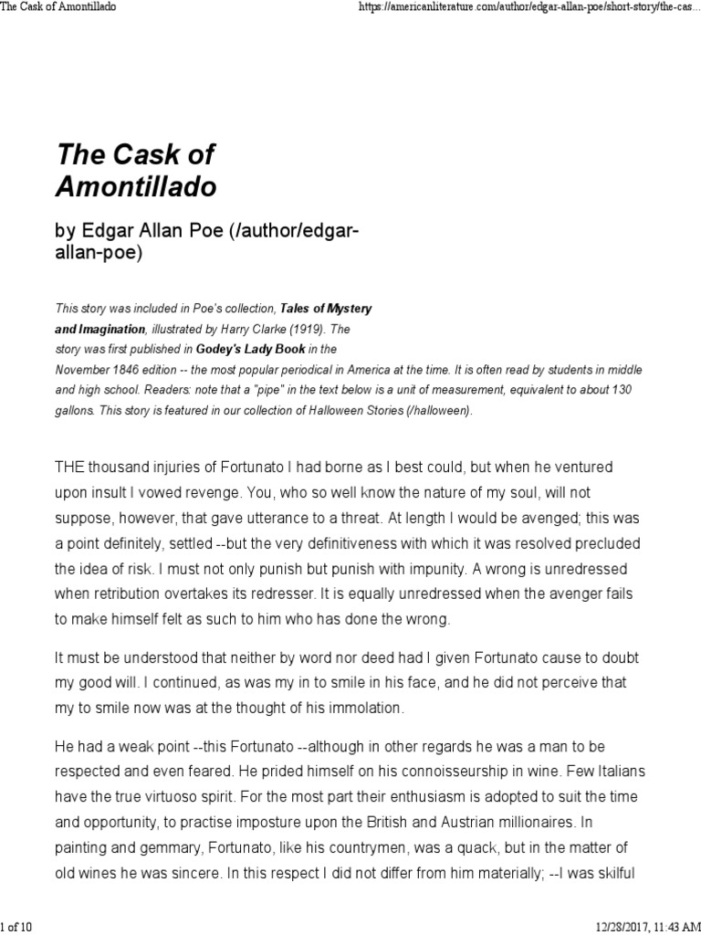 The Cask of Amontillado | PDF