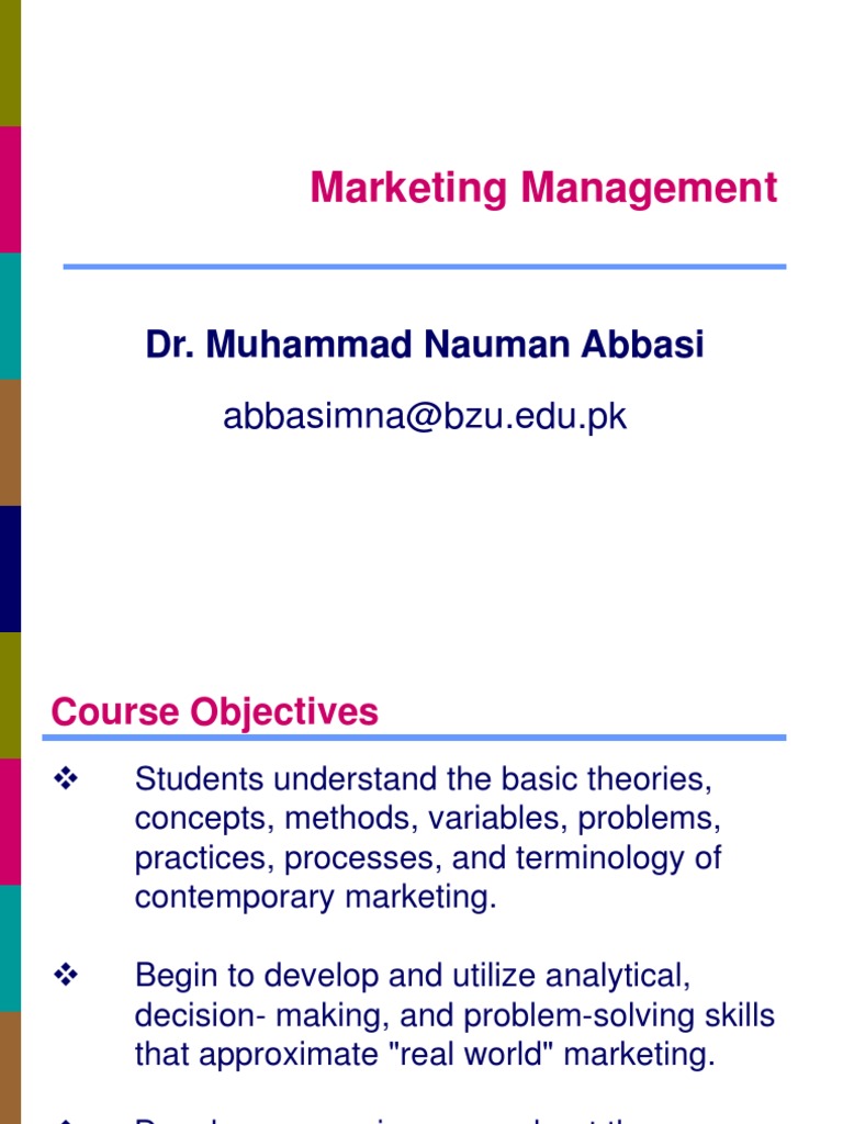Marketing Management Course Overview | PDF | Promotion (Marketing) | Brand