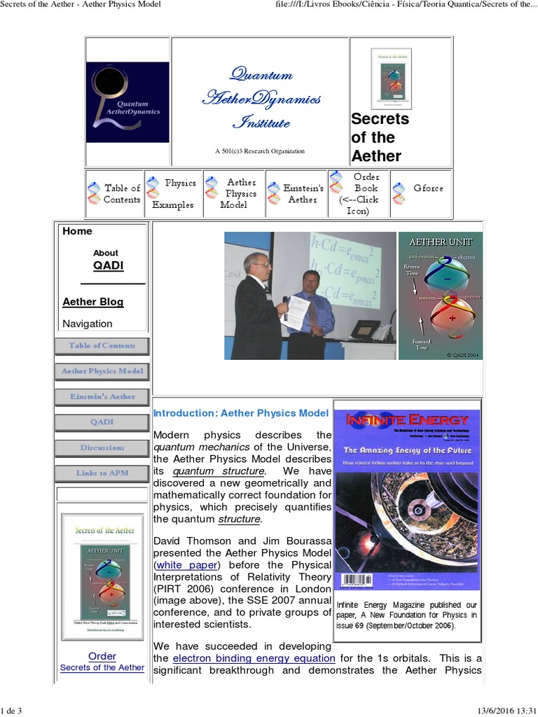 Secrets of the Aether - Aether Physics Model | Luminiferous Aether ...