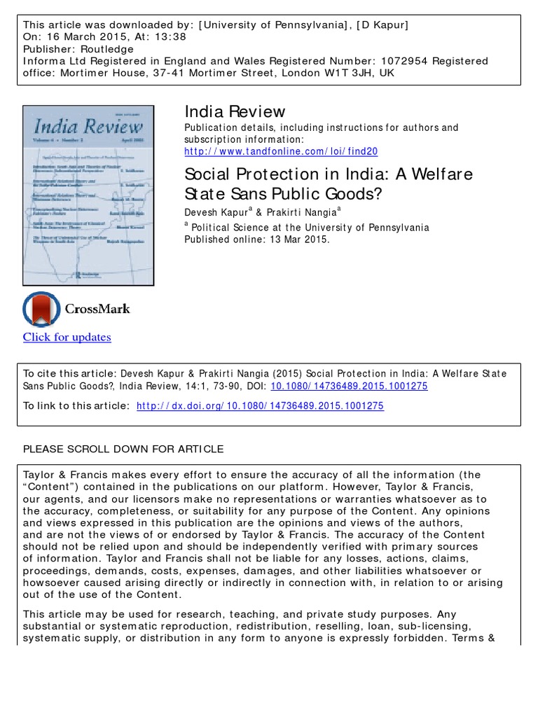 Social Protection India Review | PDF | Social Protection | Informal Sector