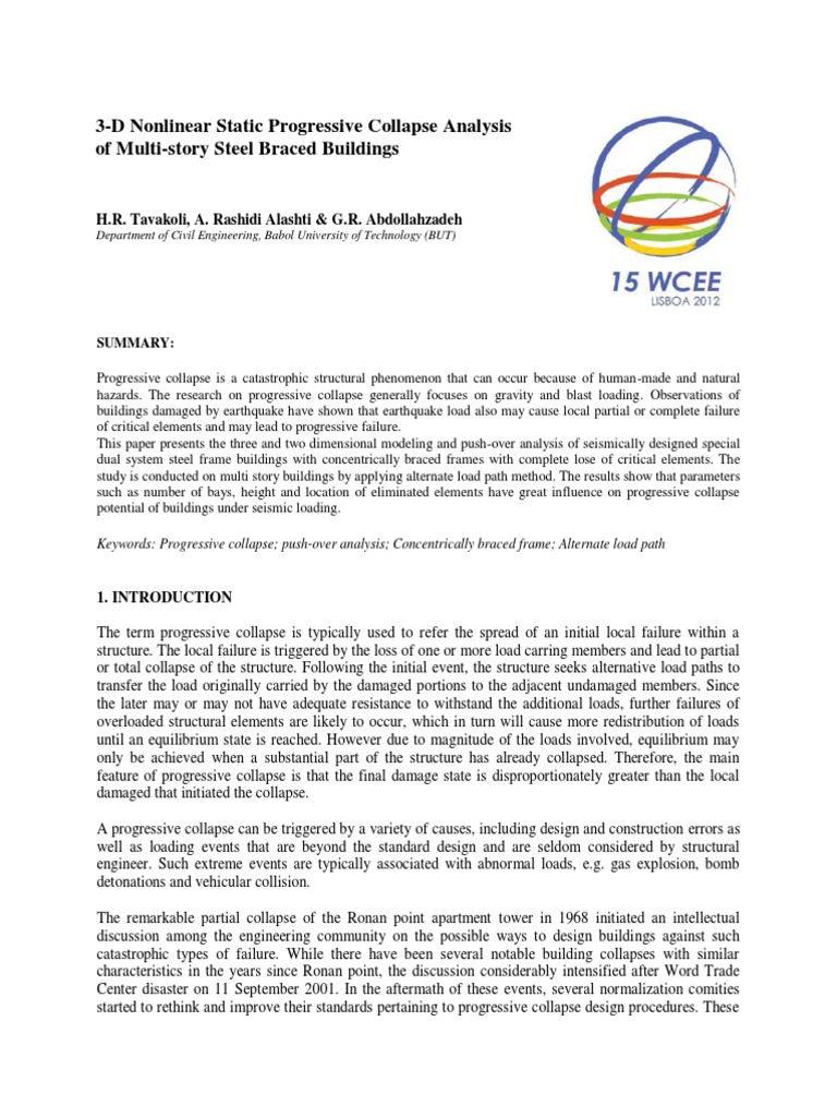 3-D Nonlinear Static Progressive Collapse Analysis of Multi-Story Steel ...