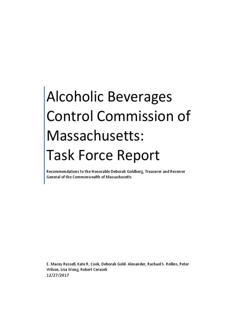 2017-12-27 Final Alcohol Task Force Report | PDF | License | Microbrewery