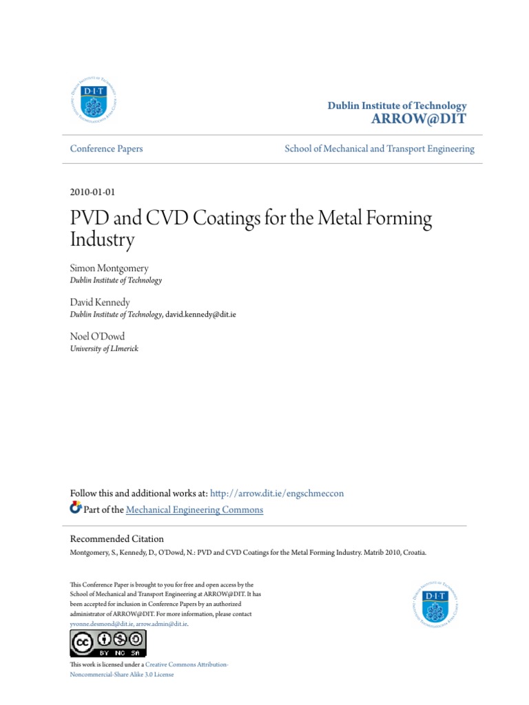 PVD and CVD Coatings For The Metal Forming Industry | PDF | Wear | Thin ...