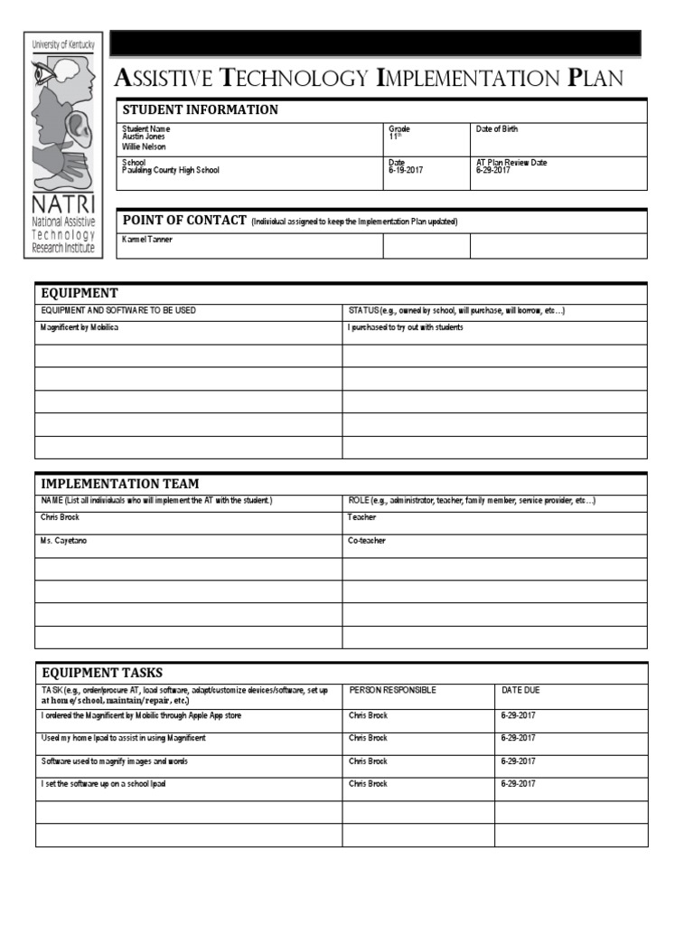 CBrock ITEC 7445 AT - Implementation - Plan | PDF | Curriculum | Cognition