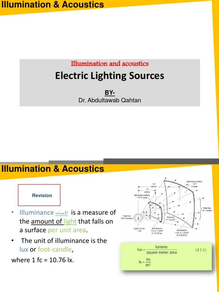 Electric Lighting Sources: Illumination and Acoustics | PDF ...