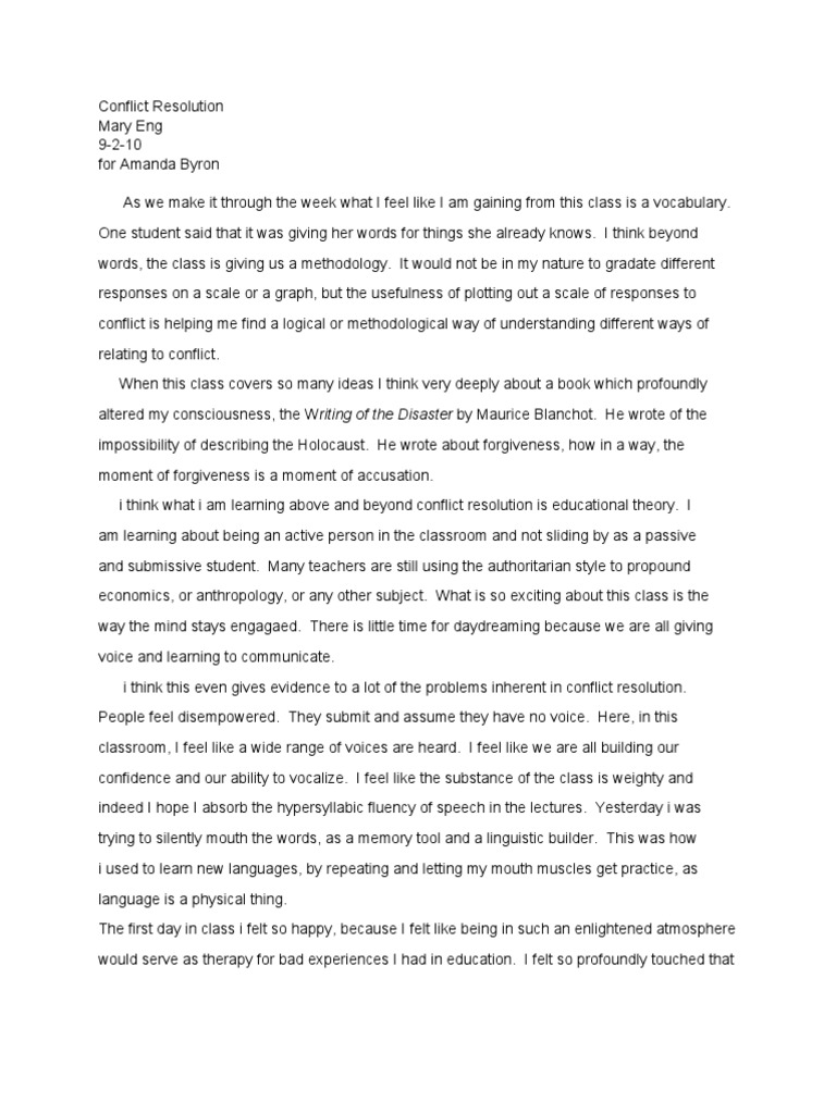 Conflict Resolution Reflection 3 | PDF | Mysticism | Forgiveness