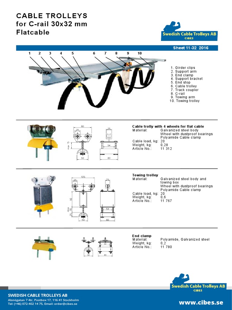 Cable Trolleys For C-Rail 30x32 MM Flatcable: Sheet 11-32 2016 | PDF ...