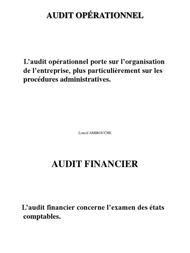 Audit Opérationnel | PDF | Contrôle interne | Audit