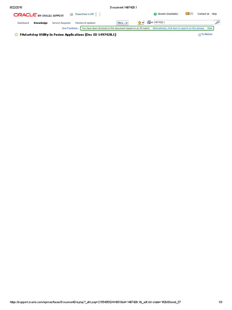 FAstartstop Utility in Fusion Applications (Doc ID 1497428.1) | PDF | Oracle Database ...