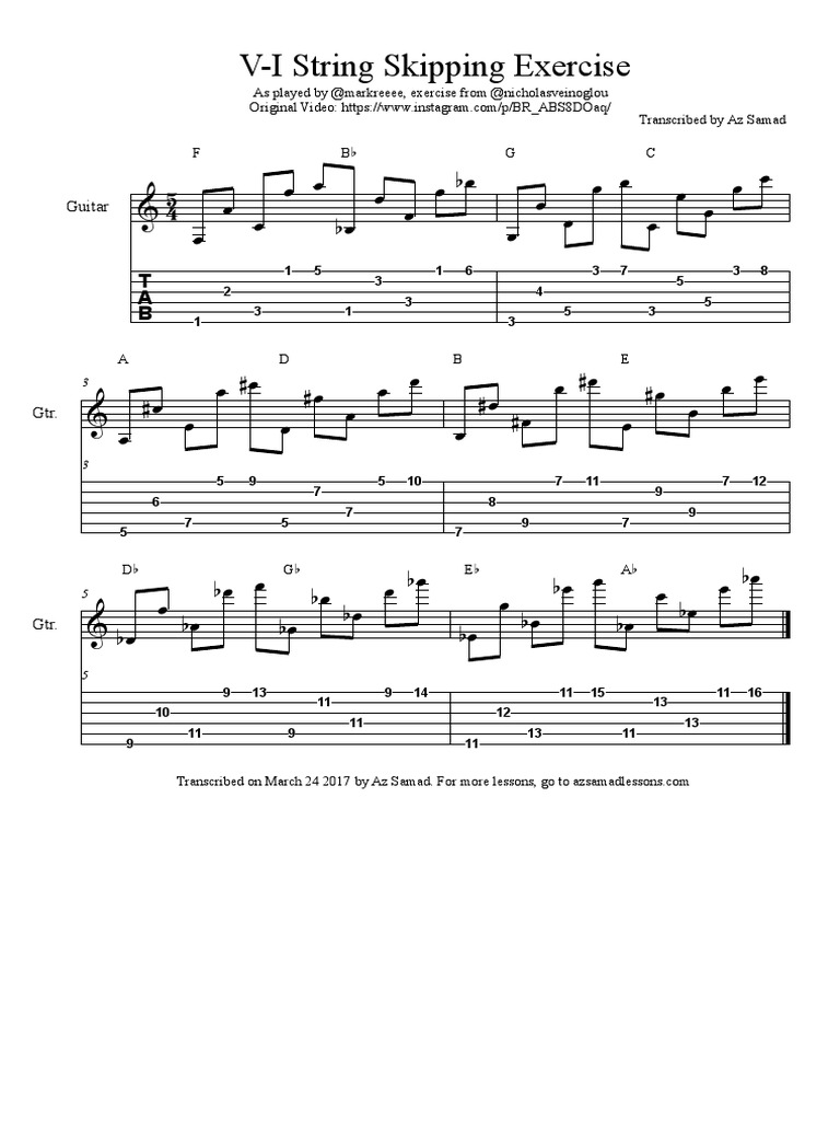 Triadic String Skipping Exercise | Download Free PDF | Irish Musical Instruments | Chordophones