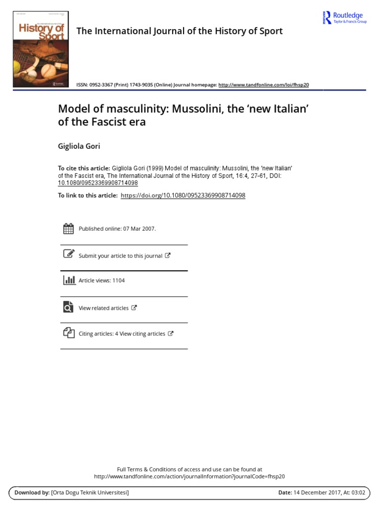 Mussolini's Fascist Masculinity Model | PDF | Kingdom Of Italy | Benito ...