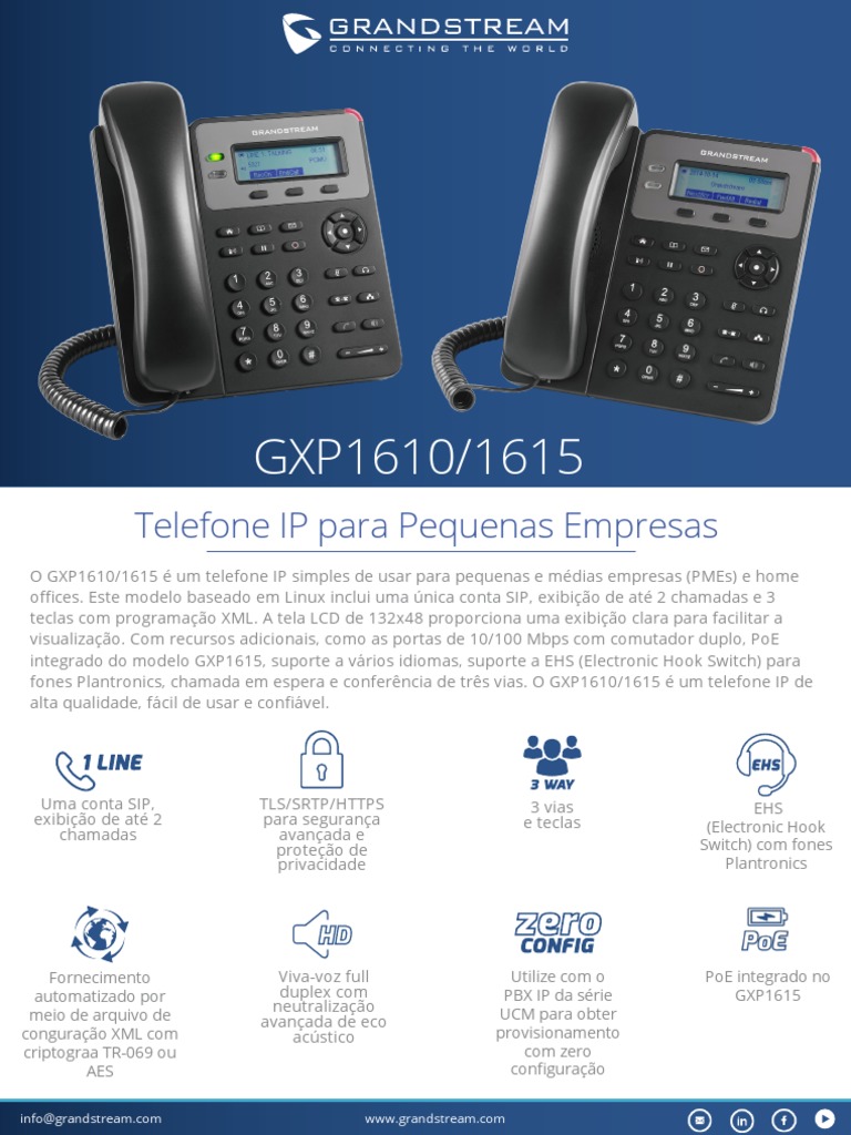 Gxp1610-1615 Portuguese Datasheet | PDF | Protocolo de início de sessão ...