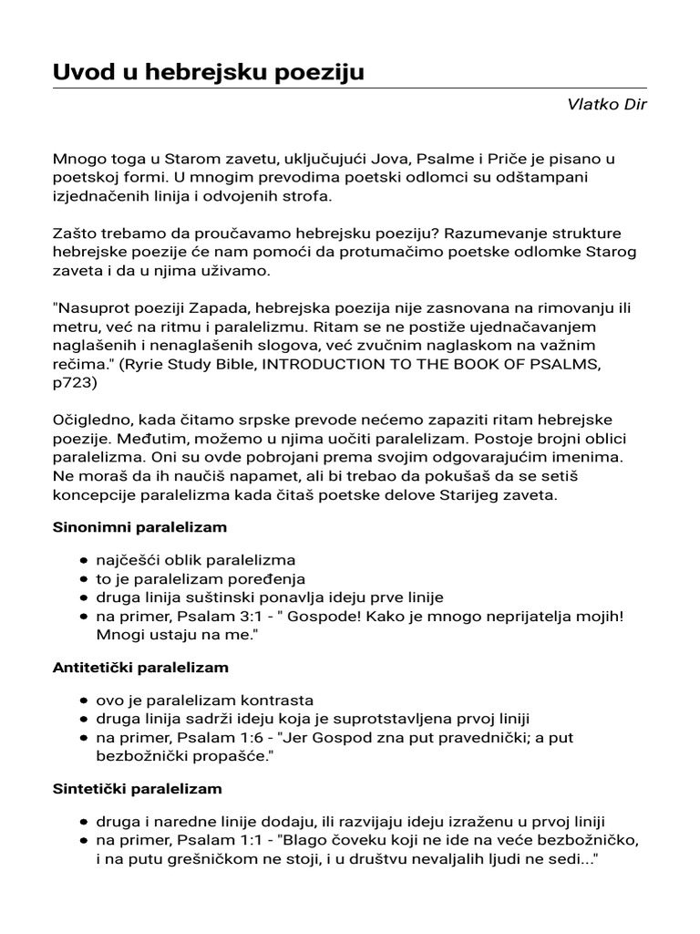 Uvod U Heb Poeziju - PHP | PDF
