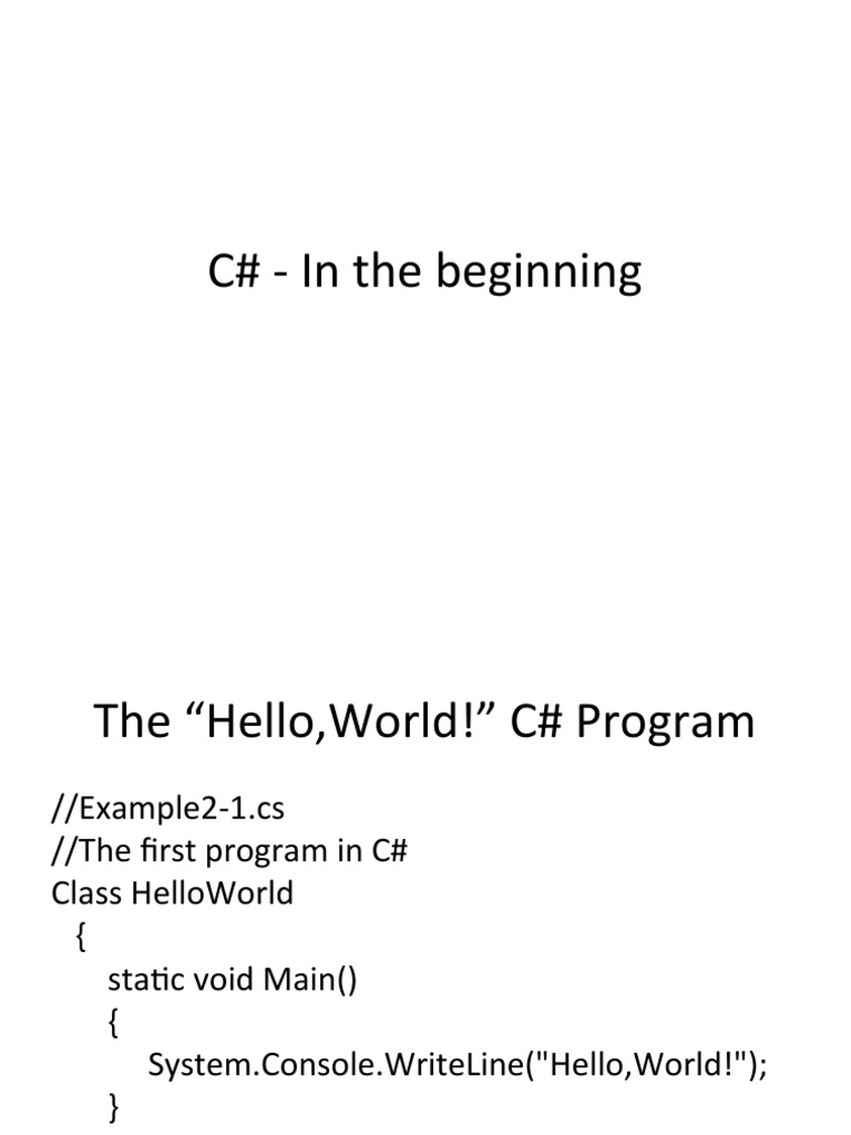 C Sharp (First Slide) | PDF | C Sharp (Programming Language) | Integer ...