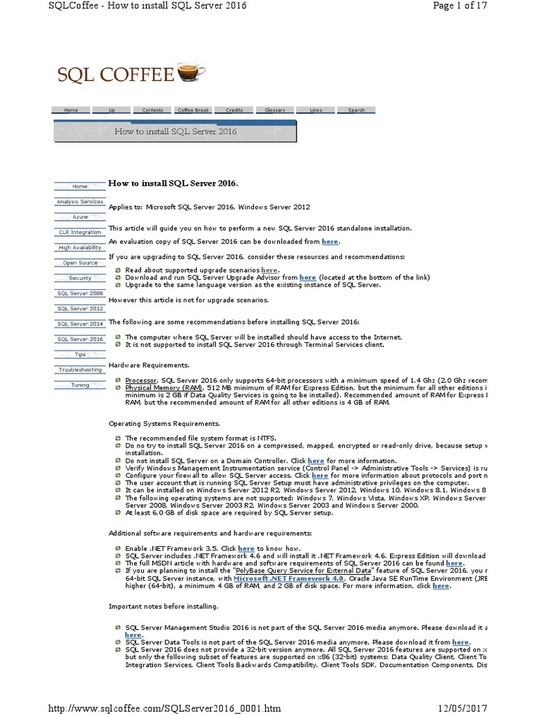HTTP WWW - Sqlcoffee.com SQLServer2016 0001 | PDF | Microsoft Sql ...